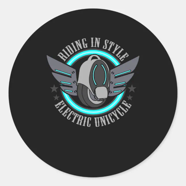 EUC Monowheel Riding in Style Classic Round Sticker | Zazzle