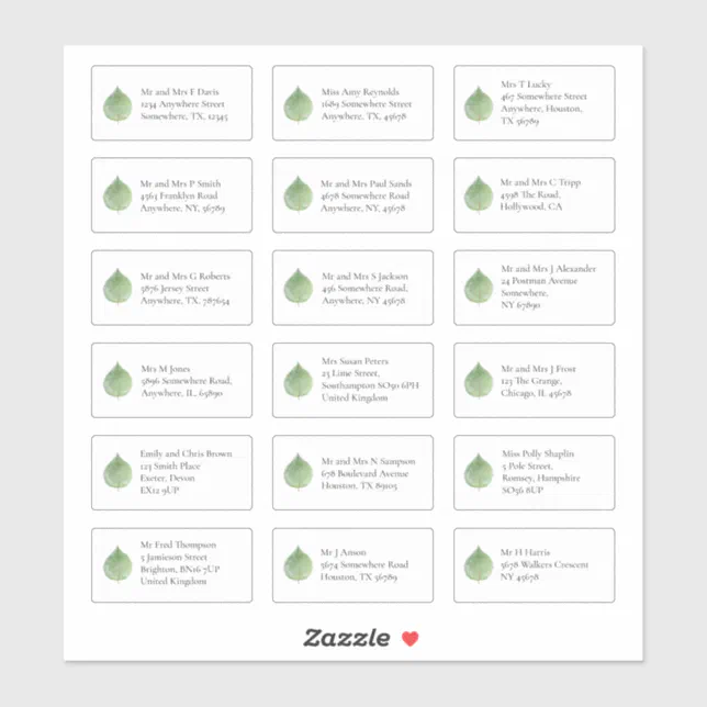 Eucalyptus 18 Individual Name Addresses Business Sticker | Zazzle