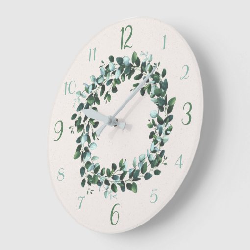 Eucalyptus and Green Leafy Contemporary Wall Clock | Zazzle