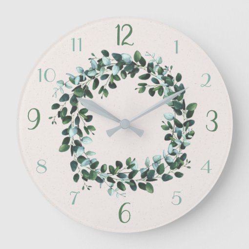 Eucalyptus and Green Leafy Contemporary Wall Clock | Zazzle