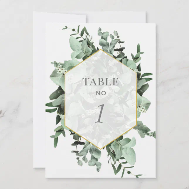 Eucalyptus and Greenery Watercolor Table Number | Zazzle