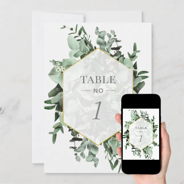 Eucalyptus and Greenery Watercolor Table Number | Zazzle