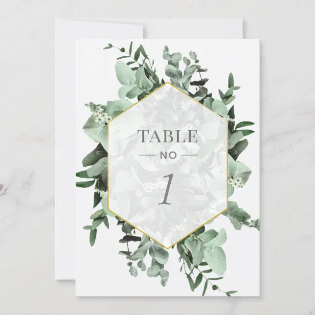 Eucalyptus and Greenery Watercolor Table Number | Zazzle