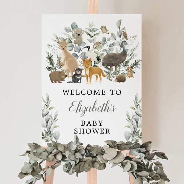 Eucalyptus Australian Animals Baby Shower Welcome Poster | Zazzle