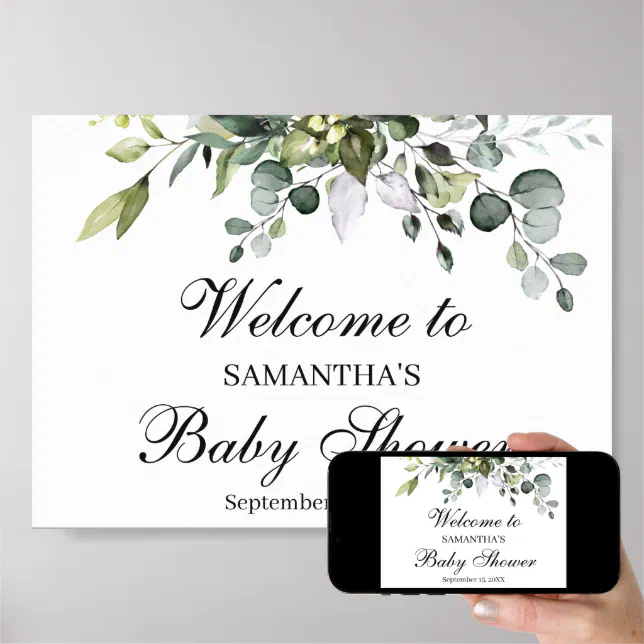 Eucalyptus Baby Shower Welcome Poster Sign | Zazzle