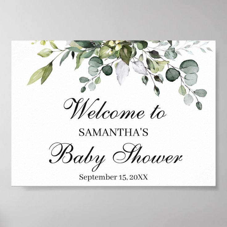 Eucalyptus Baby Shower Welcome Poster Sign | Zazzle