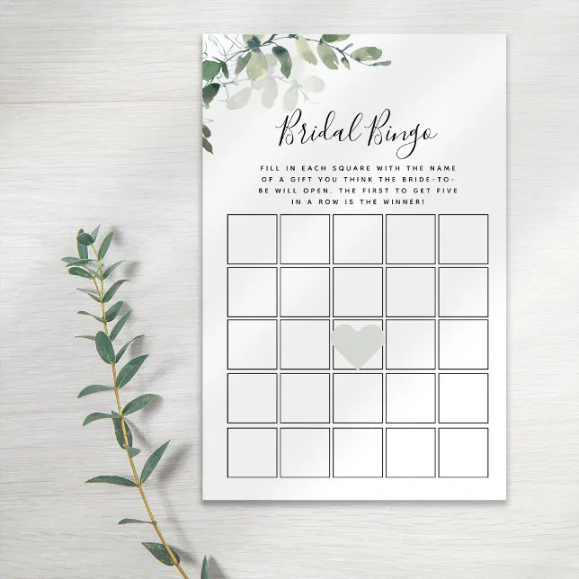 Eucalyptus Bingo Bridal Shower Game | Zazzle
