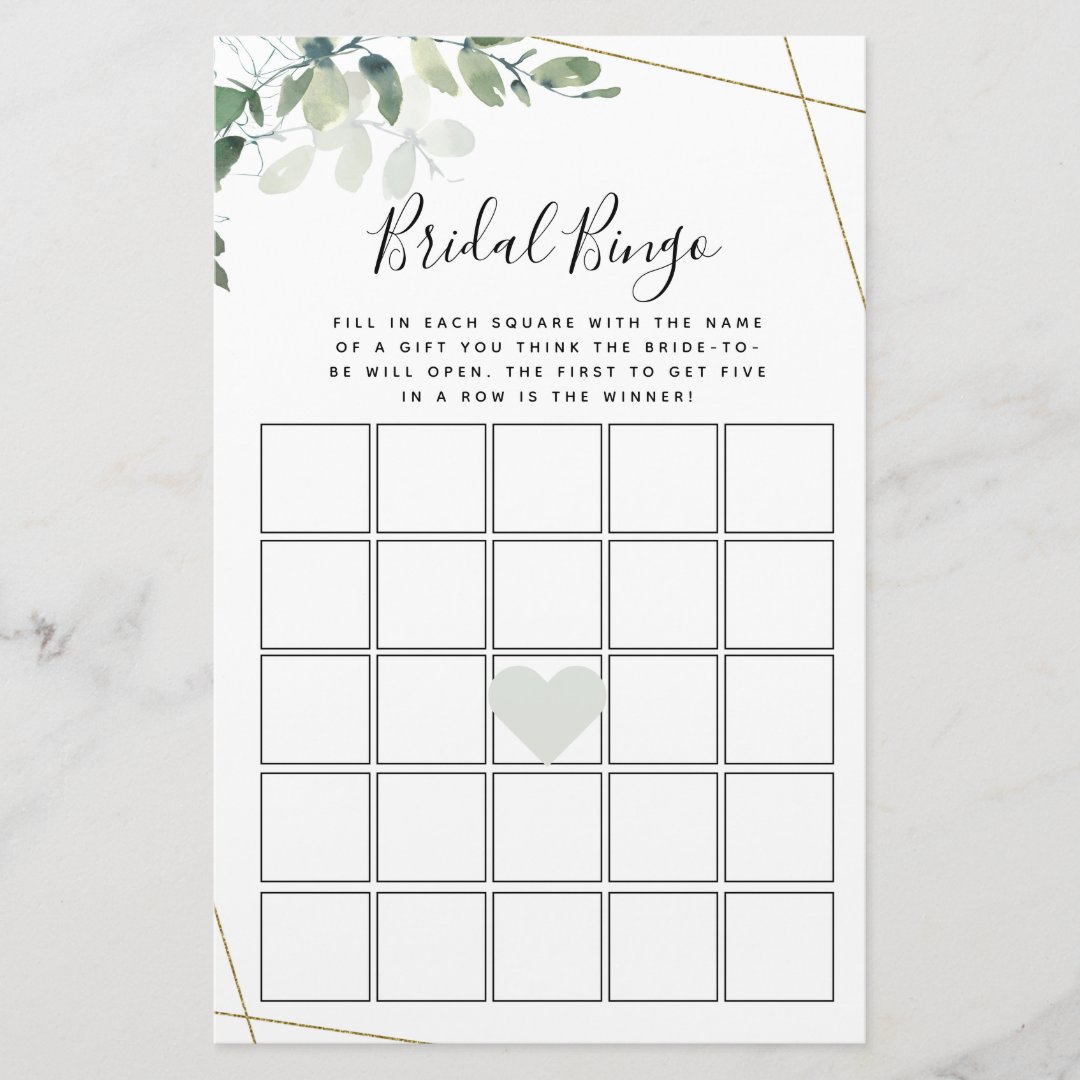 Eucalyptus Bingo Bridal Shower Game | Zazzle