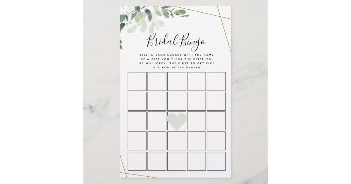 Eucalyptus Bingo Bridal Shower Game | Zazzle