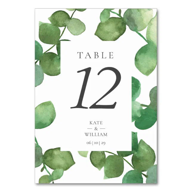 Eucalyptus Boho Greenery Floral Table Numbers | Zazzle