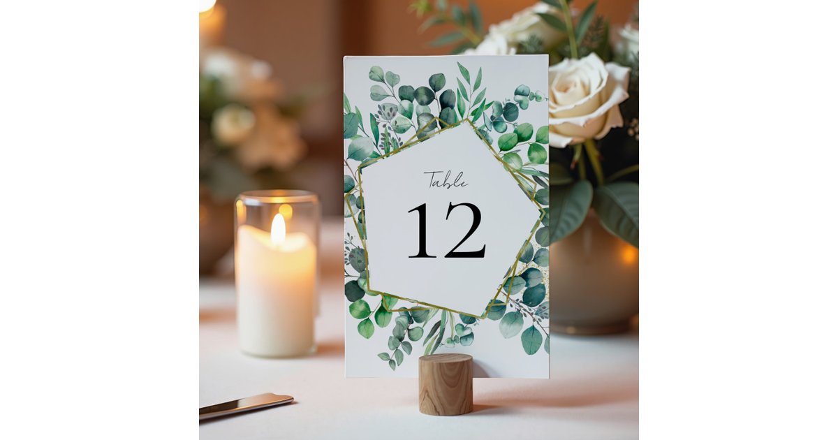 Eucalyptus Botanical Garden Greenery Wedding Table Number | Zazzle