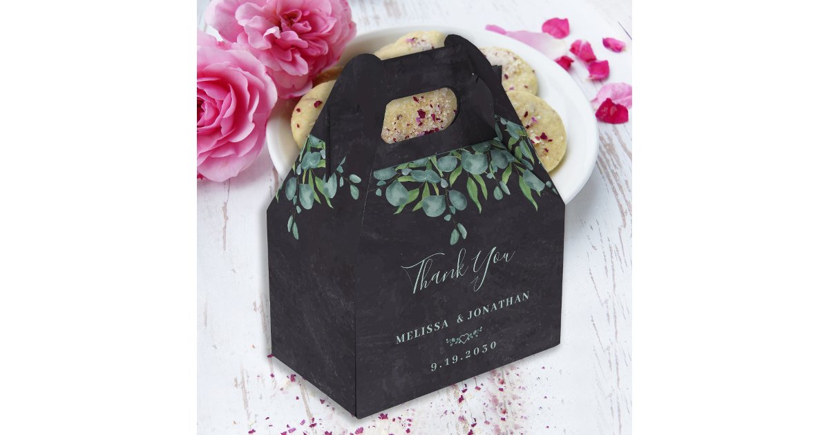 Eucalyptus Botanical Greenery Chalkboard Wedding Favor Boxes | Zazzle