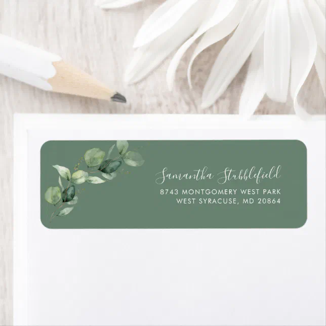Eucalyptus Botanical Greenery Return Address Label | Zazzle