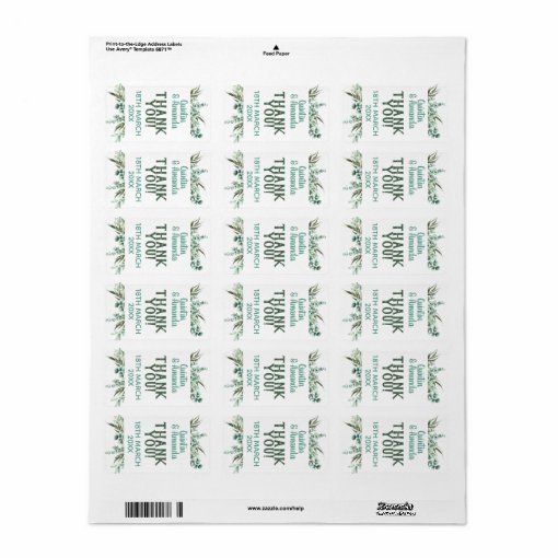Eucalyptus Branches Leaves Wedding Party Favor Label | Zazzle