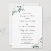 Eucalyptus Cotton White Modern v2 Engagement Party Invitation | Zazzle