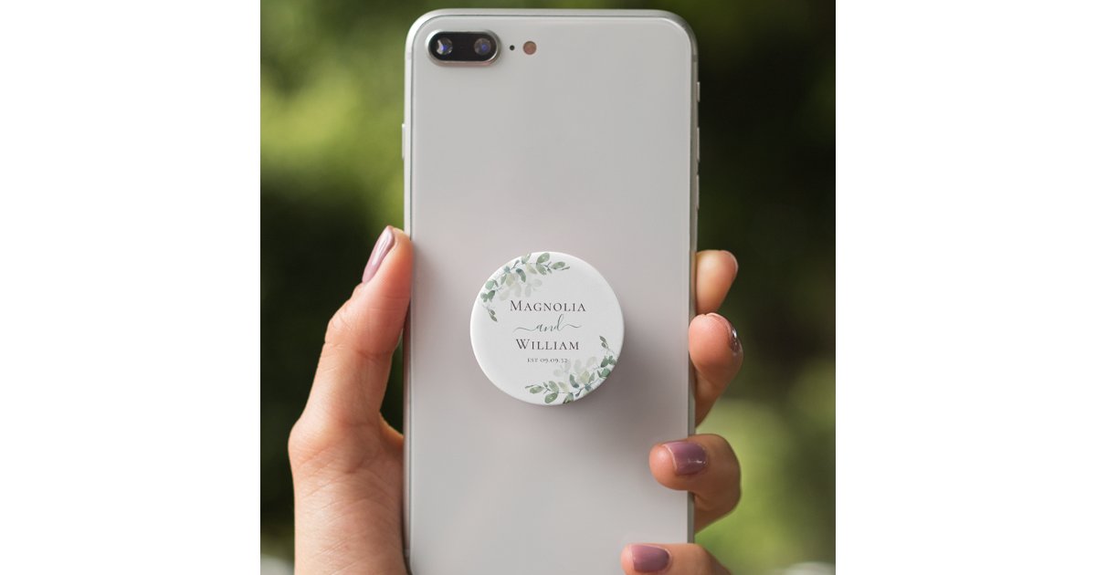 Eucalyptus Couple's Monogram PopSocket | Zazzle