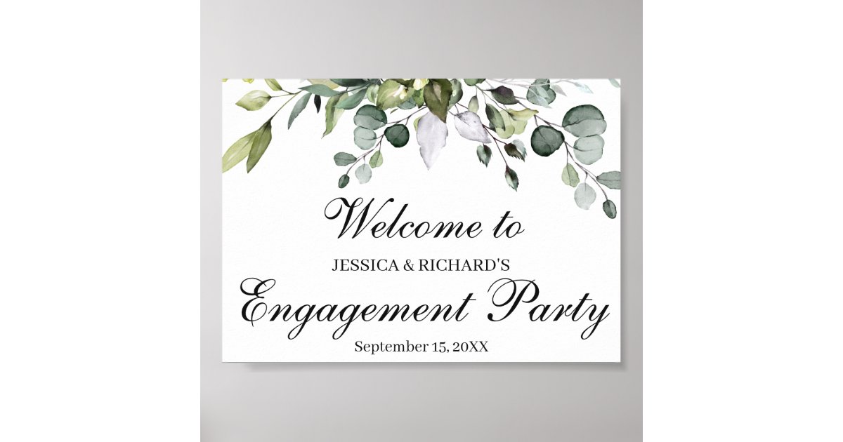 Eucalyptus Engagement Welcome Poster Sign | Zazzle