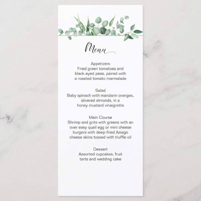 Eucalyptus Envy Menu Cards | Zazzle
