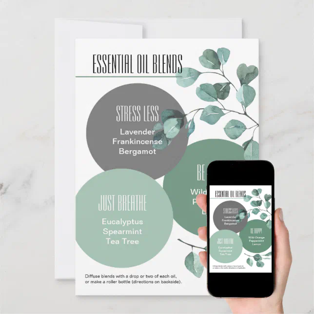 Eucalyptus Essential Oil Blends Roller Bottle Invi Invitation | Zazzle