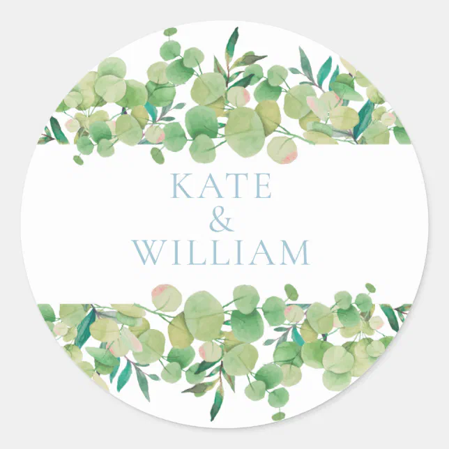 Eucalyptus Floral Classic Round Sticker | Zazzle