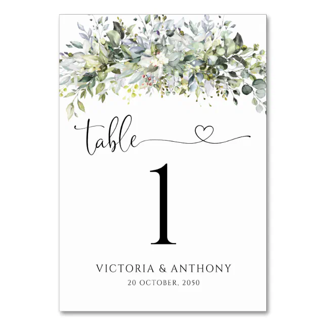Eucalyptus Floral Wedding Table Numbers | Zazzle