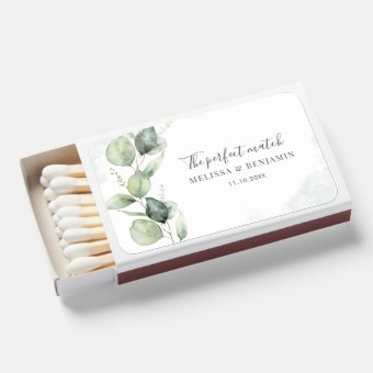 Eucalyptus Foliage Botanical Wedding Favor Matchboxes | Zazzle