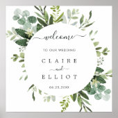 Eucalyptus Foliage Circle Frame Wedding Welcome Poster | Zazzle