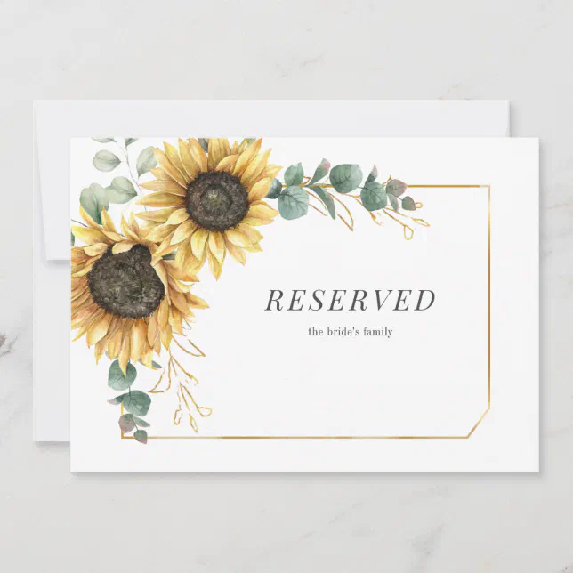 Eucalyptus Foliage Sunflower Wedding Reserved Sign | Zazzle