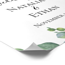 Eucalyptus Foliage Wedding Welcome Poster | Zazzle