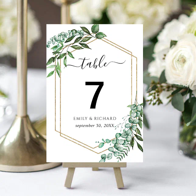 Eucalyptus Frame Table Number | Zazzle