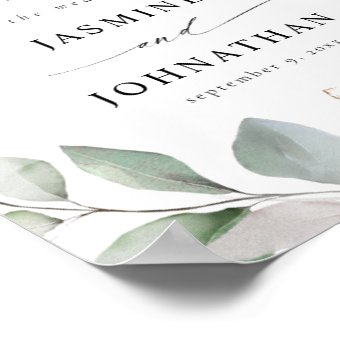 Eucalyptus Glow Gold Greenery Welcome Sign Poster | Zazzle