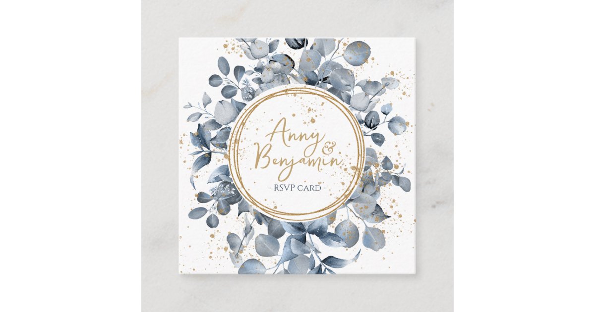 Eucalyptus Gold Glitter Code 01 - RSVP 3 Enclosure Card | Zazzle