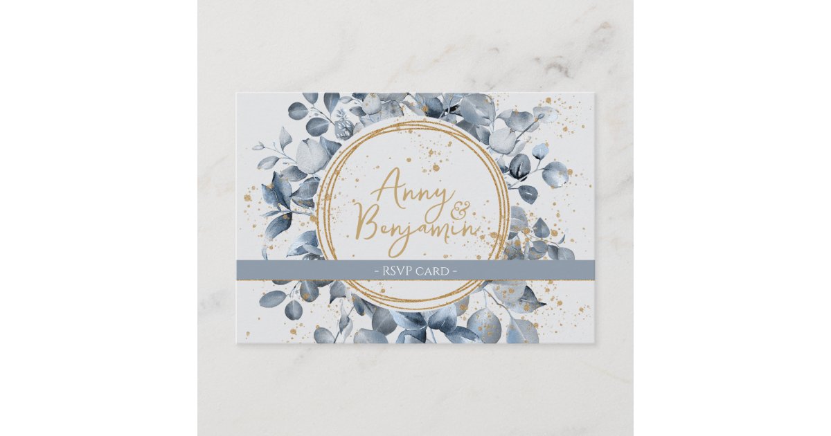 Eucalyptus Gold Glitter Code 01 - RSVP 4 Enclosure Card | Zazzle