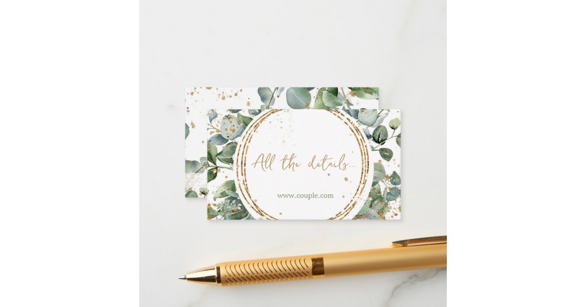 Eucalyptus gold glitter Code 02_b all the details Enclosure Card | Zazzle