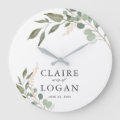 Eucalyptus Gold Sage Green Wedding Large Clock | Zazzle