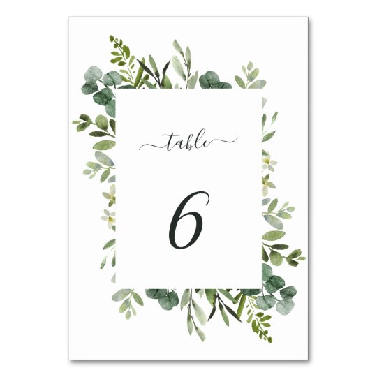 Eucalyptus Green Foliage Wedding Table Number | Zazzle.com