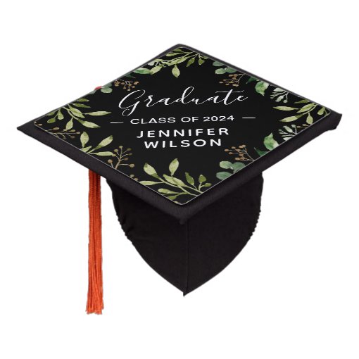 Eucalyptus Green Leaves | Class of 2024 Graduate Graduation Cap Topper ...