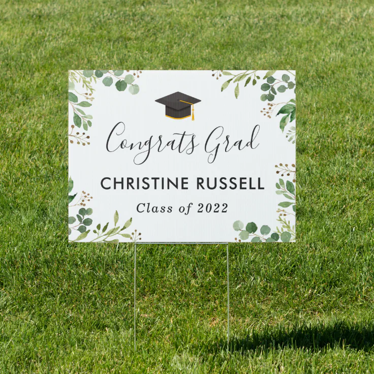 Eucalyptus Green Leaves Congrats Grad Graduation Sign | Zazzle