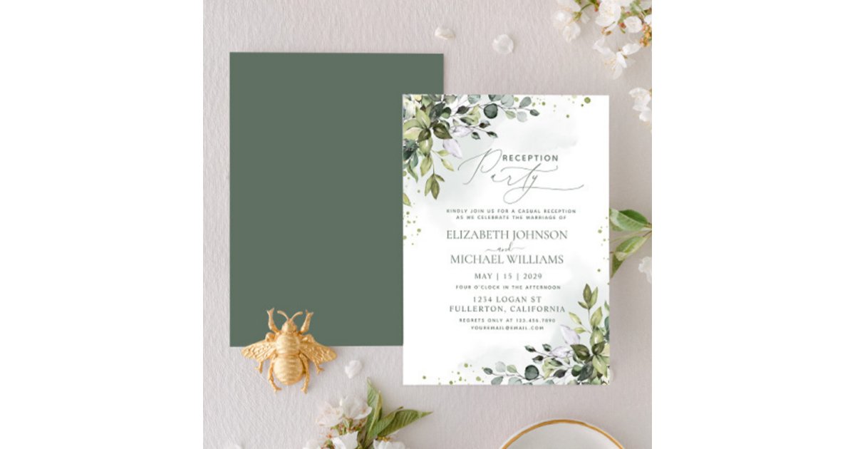 Eucalyptus Green Reception Party Invitation | Zazzle