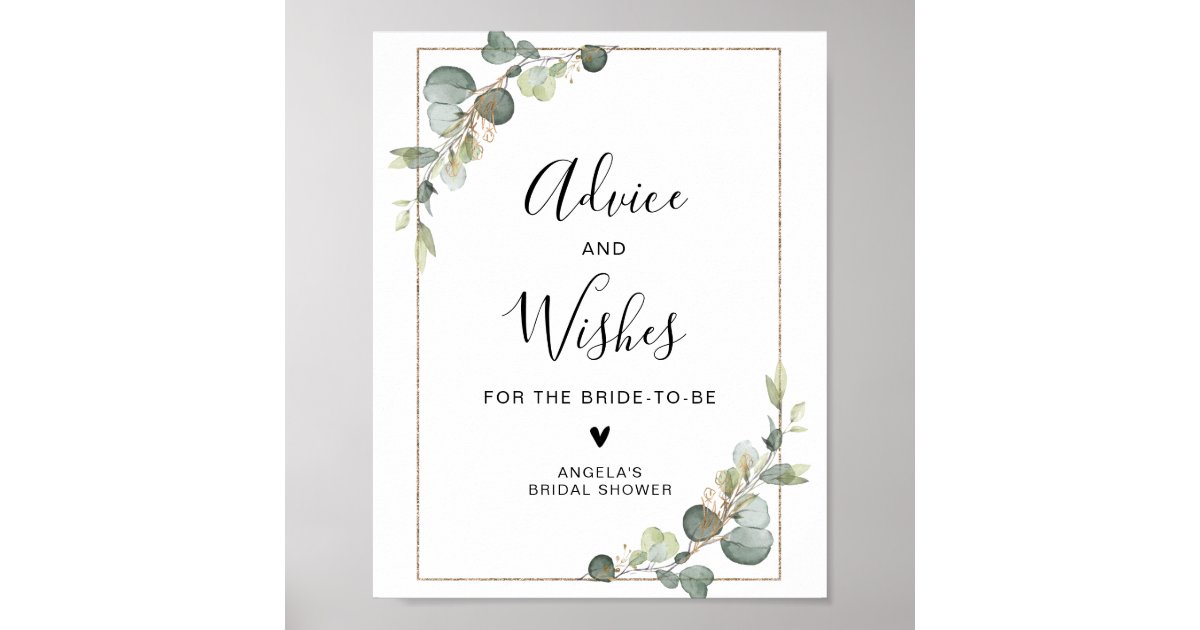 eucalyptus greenery advice and wishes sign | Zazzle