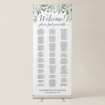 Eucalyptus & Greenery Alphabetical Seating Chart Retractable Banner ...