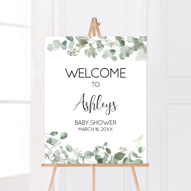 Eucalyptus Greenery Baby Shower Welcome Poster | Zazzle
