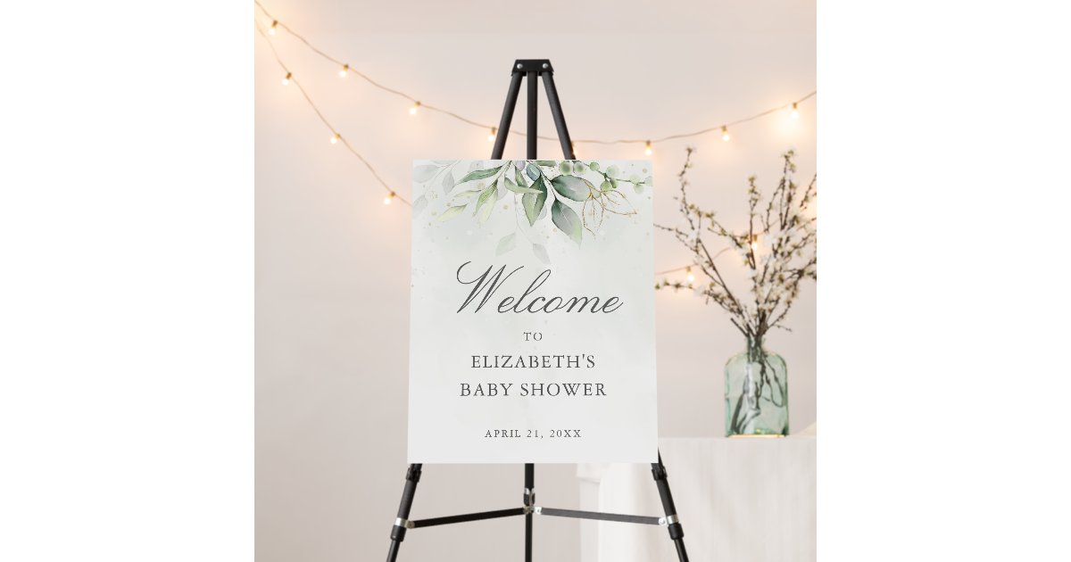 Eucalyptus Greenery Baby Shower Welcome Sign | Zazzle