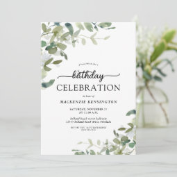 Eucalyptus Greenery Birthday Celebration Invitation | Zazzle