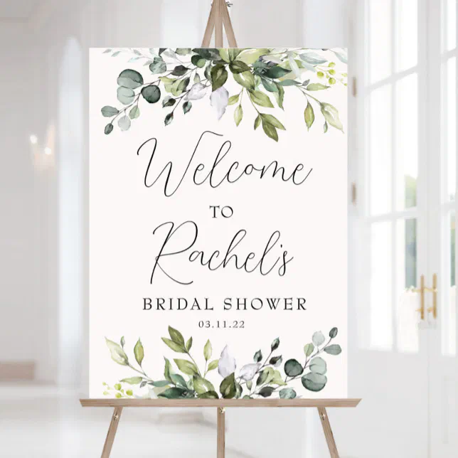 Eucalyptus Greenery Bridal Shower Welcome Sign | Zazzle