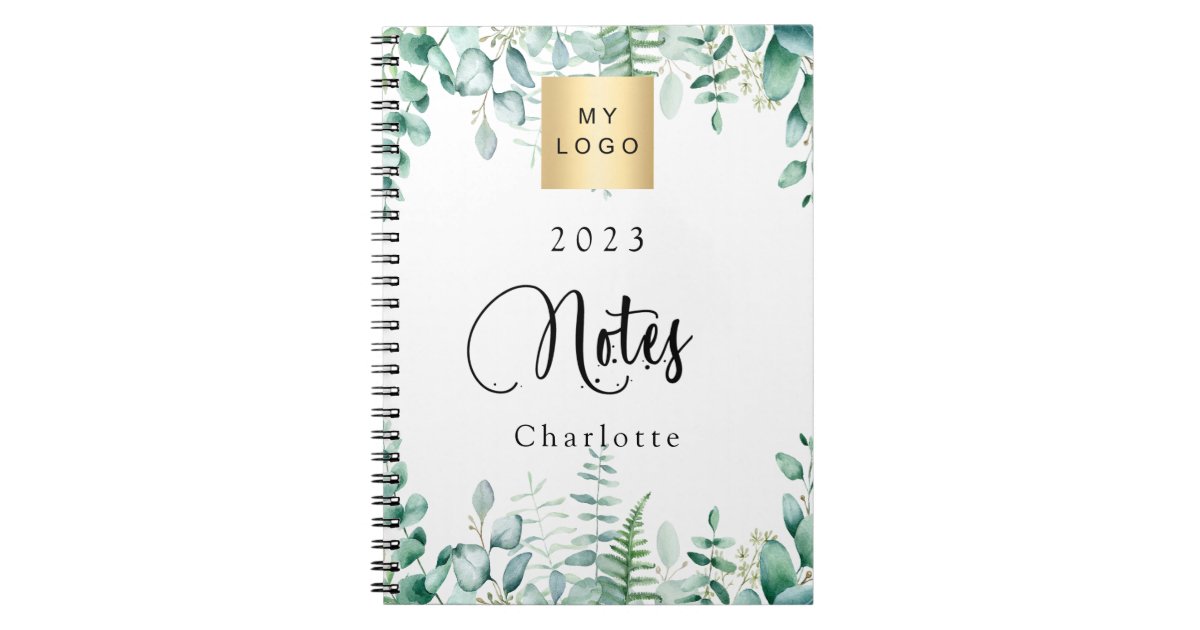 Eucalyptus greenery business logo 2023 notebook | Zazzle