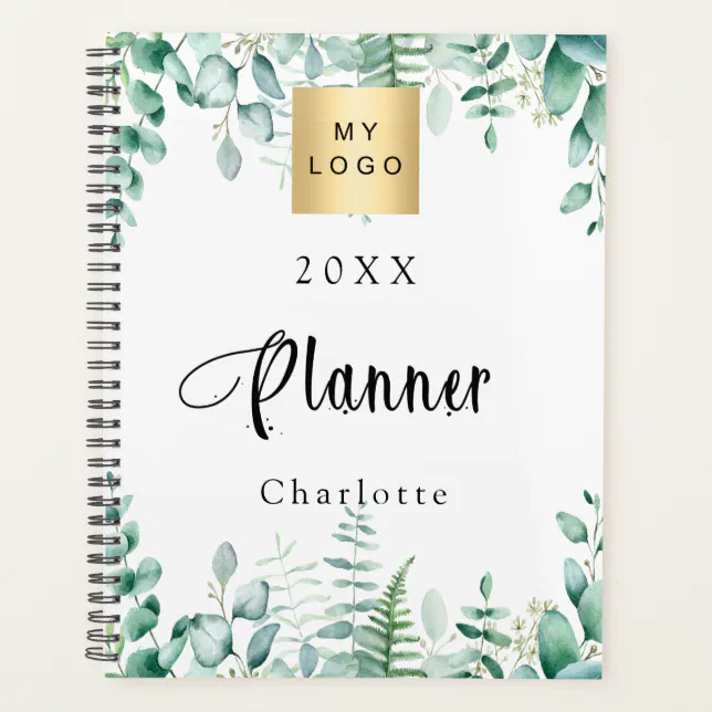 Eucalyptus greenery business logo 2024 planner | Zazzle