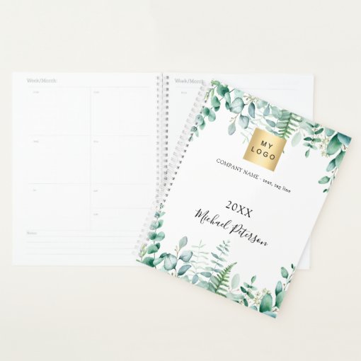 Eucalyptus greenery business logo 2024 planner | Zazzle