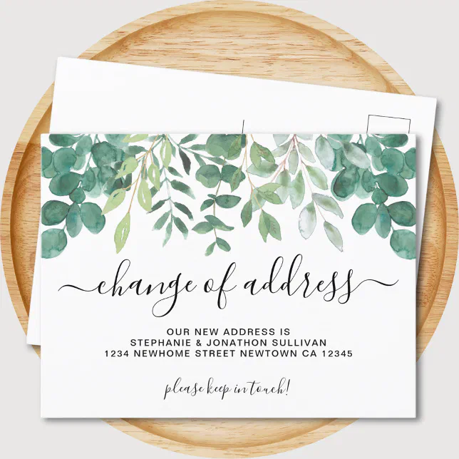 Eucalyptus Greenery Change of Address Announcement Postcard | Zazzle