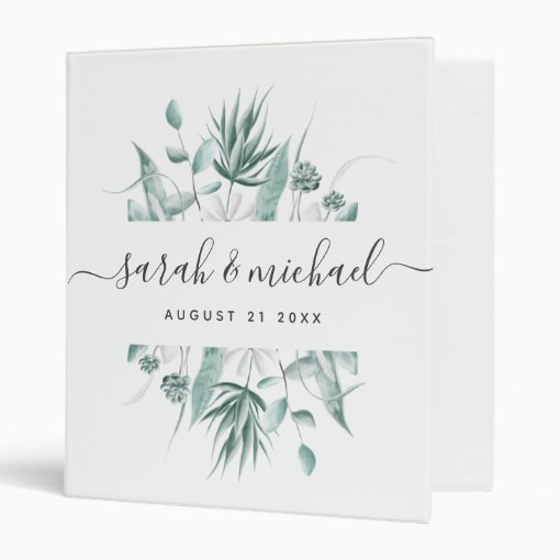 Eucalyptus Greenery Chic Script Calligraphy Photo 3 Ring Binder | Zazzle